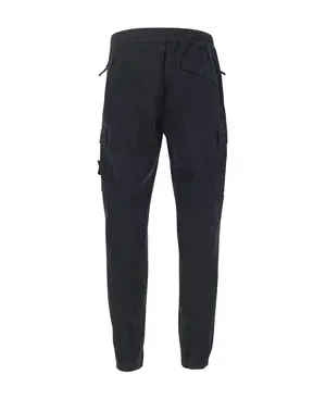 Stone Island Logo Patch Tapered Cargo Trousers - Blue