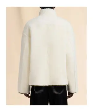 Marni Shearling Jacket With Leather Piping - Cream