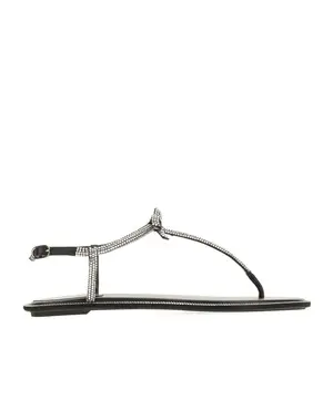 Rene Caovilla Embellished Open Toe Sandals - Black