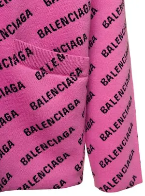 Balenciaga Logo Intarsia Knit Cardigan
