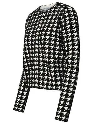 Burberry Houndstooth Pattern Crewneck Buttoned Cardigan