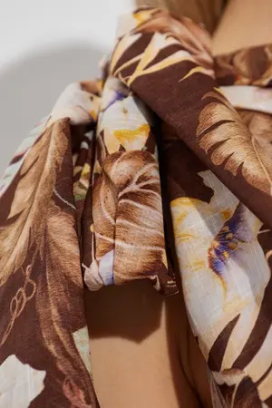 Zimmermann One Shoulder Floral Top With Knot Detailing