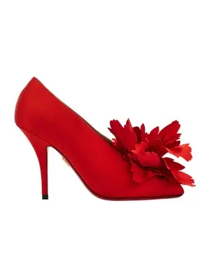 FERRAGAMO Floral Embellished Stiletto High Heel Pumps