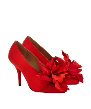 FERRAGAMO Floral Embellished Stiletto High Heel Pumps