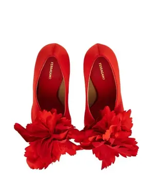 FERRAGAMO Floral Embellished Stiletto High Heel Pumps