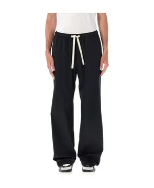 Palm Angels Logo Embroidered Drawstring Pants - Black