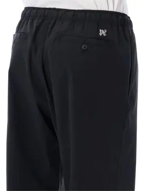 Palm Angels Logo Embroidered Drawstring Pants - Black