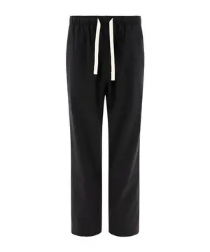 Palm Angels Logo Embroidered Drawstring Pants - Black