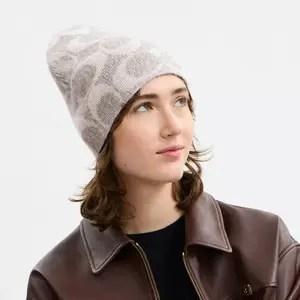 COACH Maxi Signature Logo-pattern Beanie - Birch Gray