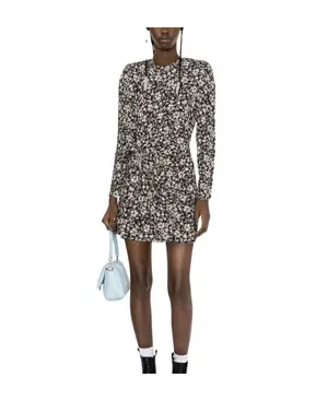 Isabel Marant Étoile Floral Print Long Sleeve Mini Dress - Black
