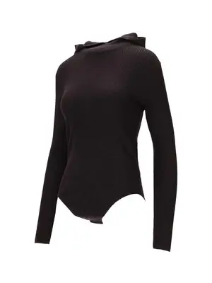 P.a.r.o.s.h Ribbed Hooded Long Sleeve Bodysuit - Moro