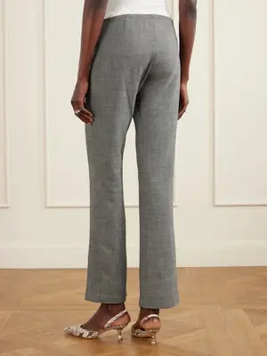 Magda Butrym Wool Flared Casual Pants With Embroidered Lace Trim