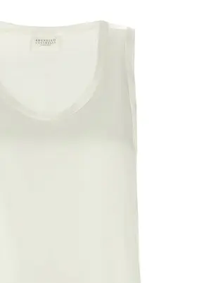 Brunello Cucinelli Plain Crew-neck Sleeveless Tank Top - White