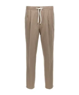 Brunello Cucinelli Drawstring Tapered Leg Trousers - Gray