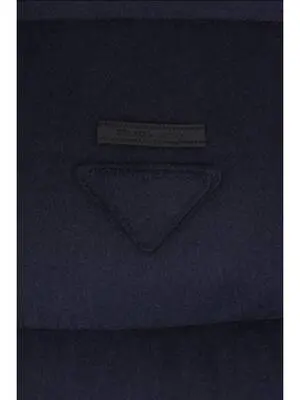 Prada Quilted Zip-up Jacket With Trimmed Pockets - Blue