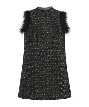 Marissa Chiara Sleeveless Feather Trim Button-up Maxi Dress