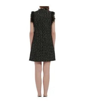 Marissa Chiara Sleeveless Feather Trim Button-up Maxi Dress