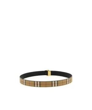 Burberry Tb Buckle Checked Reversible Belt - Black
