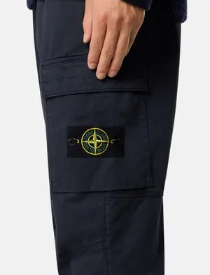 Stone Island Cargo Trousers With Compass Patch - Blue