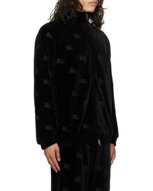 Burberry Ekd Velvet-finished High-neck Zipped Sweatshirt