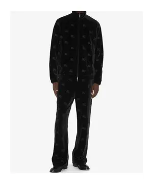 Burberry Ekd Velvet-finished High-neck Zipped Sweatshirt