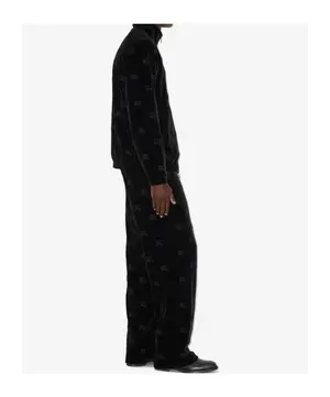 Burberry Ekd Velvet-finished High-neck Zipped Sweatshirt
