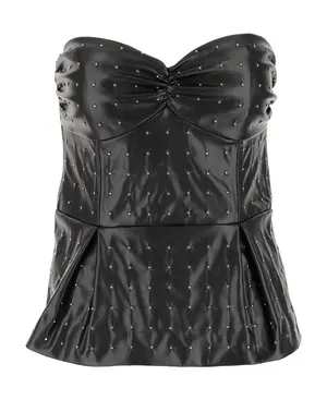 ROTATE BY BIRGER CHRISTENSEN Logo Embellished Strapless Top - Black