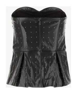 ROTATE BY BIRGER CHRISTENSEN Logo Embellished Strapless Top