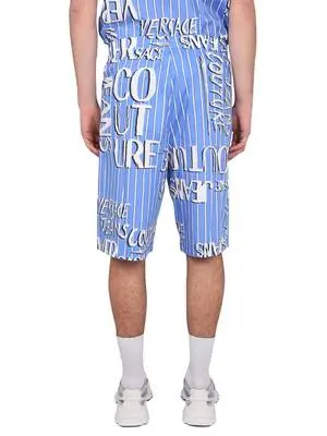 Versace Logo Printed Bermuda Shorts - Blue