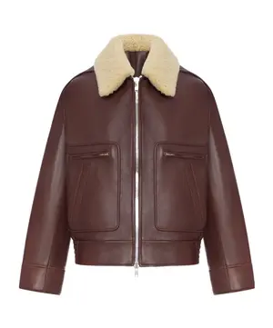 Bottega Veneta Bottega Veneta Leather Zip-Up Jacket With Shearling Collar No