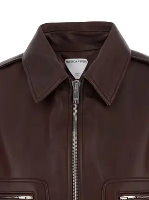 Bottega Veneta Leather Zip-up Jacket With Shearling Collar