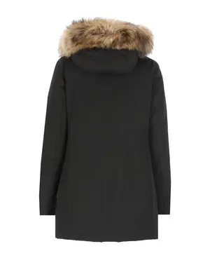 Woolrich Hooded Down Parka With Fur Trim - Black