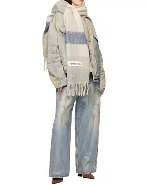 Acne Studios Logo Patch Checked Scarf