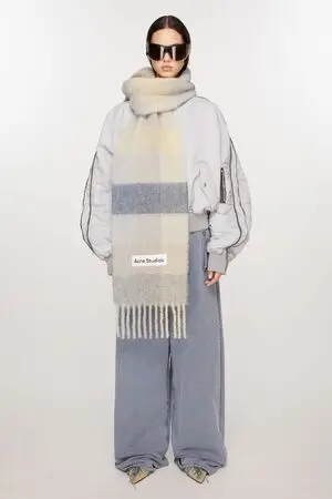 Acne Studios Logo Patch Checked Scarf
