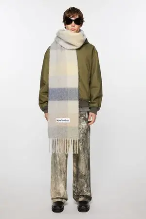Acne Studios Logo Patch Checked Scarf