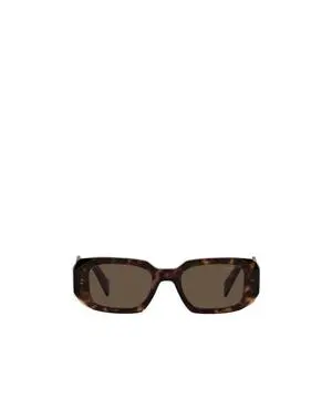 Prada Rectangular Frame Sunglasses With Logo - Brown
