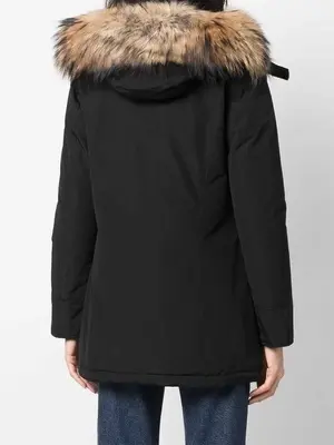 Woolrich Hooded Parka With Removable Fur Panel - Black