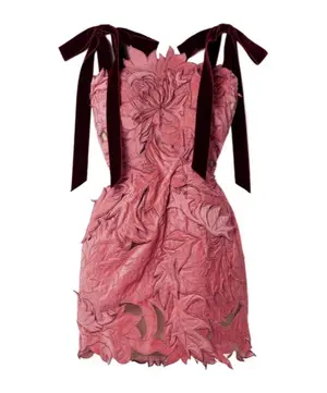 Oscar De La Renta Embellished Silk Mesh Mini Dress