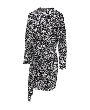 Isabel Marant Étoile Floral Print Mini Dress With Knot Detail - Black