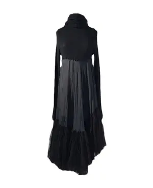 MARC LE BIHAN Long-sleeve High-collar Dress With Fluffy Hem
