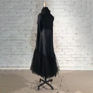 MARC LE BIHAN Long-sleeve High-collar Dress With Fluffy Hem
