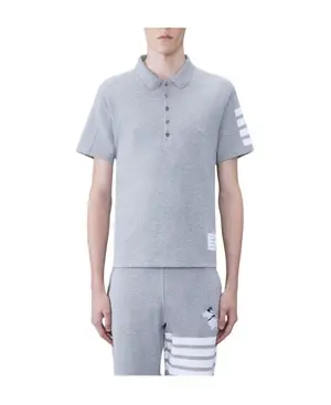 Thom Browne 4-bar Short Sleeve Polo Shirt - Light Gray