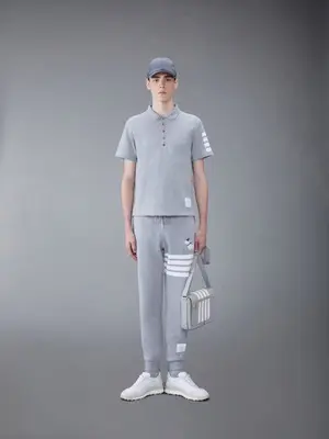Thom Browne 4-bar Short Sleeve Polo Shirt - Light Gray