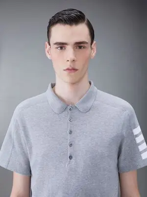 Thom Browne 4-bar Short Sleeve Polo Shirt - Light Gray