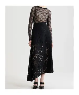 PATOU Asymmetric Midi Skirt - Black