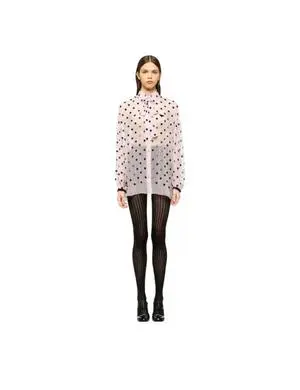Prada Embellished Polka Dot Chiffon Shirt