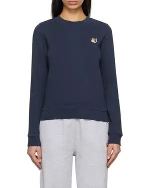 Maison Kitsuné Crewneck Sweatshirt With Fox Head Patch - Blue