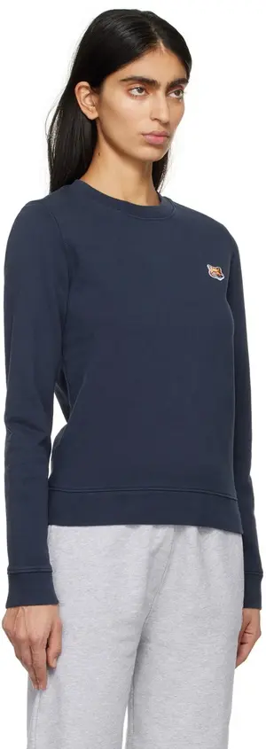 Maison Kitsuné Crewneck Sweatshirt With Fox Head Patch - Blue