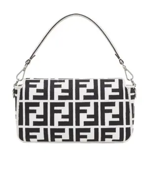Fendi Ff Embroidered Baguette Bag - White