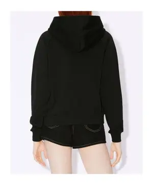 Kenzo Boke Flower Crest Embroidered Zip-up Hoodie - Black